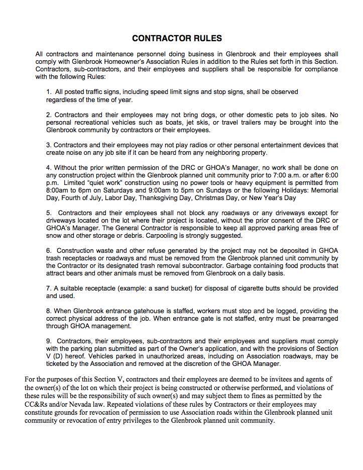 Design Review - Glenbrook Homeowners Association